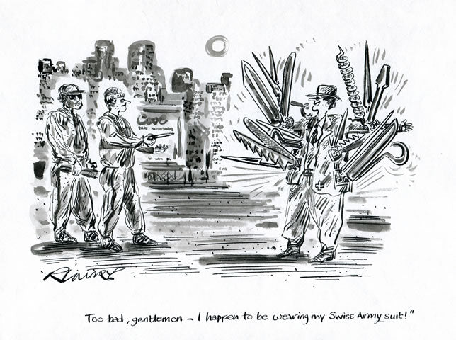 "Swiss army suit" – The Hand of Ray Lowry
